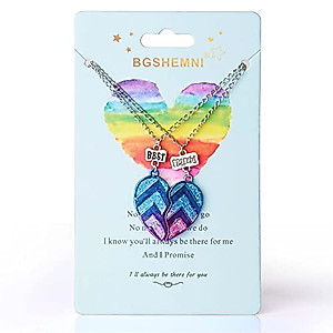 BGSHEMNI Best Friends Necklace, Half Heart Pendant Jewelry for Children, Relationship Love Necklaces, Girls's Best Friend Jewelry,Friendship Gift Friends Birthday Party Favor