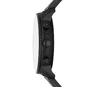 Fossil Men's Gen 4 Explorist HR Heart Rate Stainless Steel and Silicone Touchscreen Smartwatch, Color: Smooth Black (Model: BQD1000)