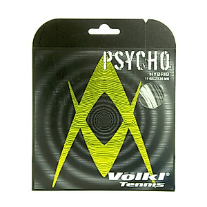 Volkl Psycho Hybrid | Tennis Racquet String | Power Fiber II + Cyclone String | Feel & Spin | Ten-Sided Co-Polymer String Black/Silver