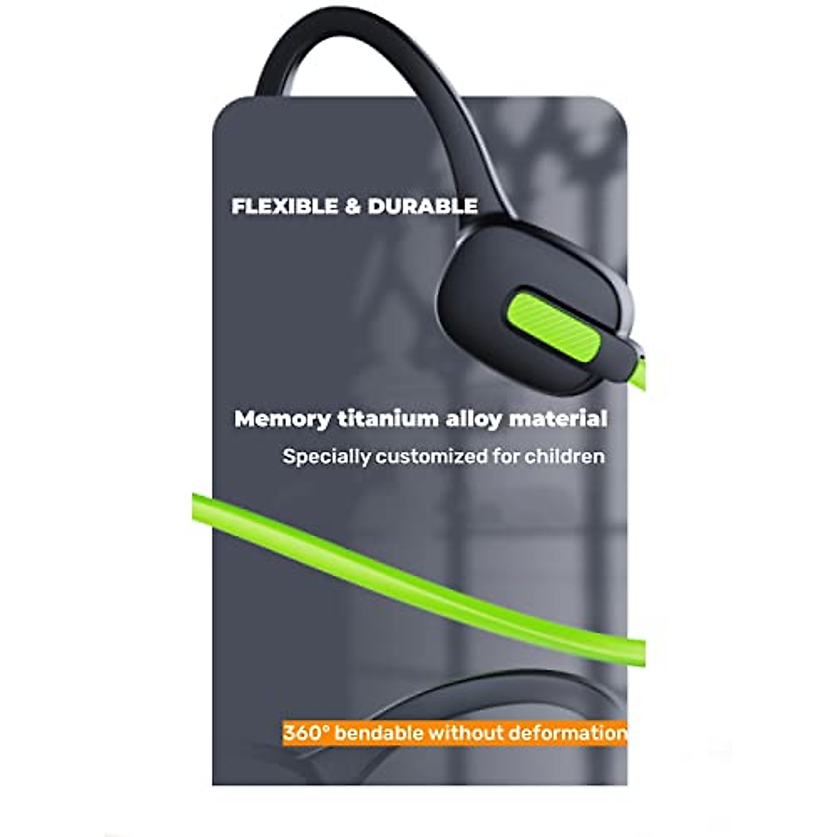 GenXenon Open Ear Headphones with Mic, 85dB Safe Volume Limited Air Conduction Kids Headphones Wireless, Bluetooth On Ear Headsets for Girls and Boys with 8GB Memory 8 Hrs Playtime for Music(Green)