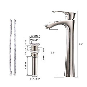 VOKIM Oval White Ceramic Vessel Sink and Faucet Combo -16" x 13" Modern Egg Shape Above Counter Bathroom Vanity Bowl,Brushed Nickel Faucet Matching Pop Up Drain Combo