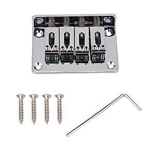 Hardtail Bridge, 4-string Fixed Bridge Replacement Parts for Cigarbox Electric Guitars Ukulele (Silver) 4 String Guitar Bridge 4 String Fixed Bridge