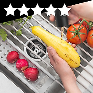 Over Sink Dish Drying Rack- Foldable Roll Up Dish Drying Rack- Portable Drying Rack for Kitchen Sink- Durable Dish Drainer- Space-Saver Kitchen and Sink Accessories- Dish Rack by Tasora (21"x13")