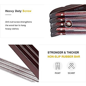 TOPIA HANGER Wooden Hangers, Luxury Suit Hangers for Closet, Cherry Wood Hangers with Extra Thick Hook and Non Slip Pants Bar, Heavy Duty Coat Hangers with Notches for Shirts 16 Pack -CT01M