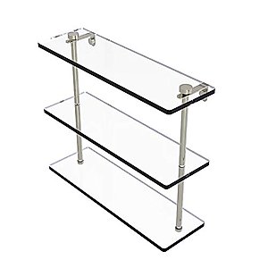 Allied Brass NS-5/16 16 Inch Triple Tiered Glass Shelf, Polished Nickel