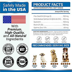 (2 Pack) Omega 3 Fish Oil for Dogs - 170 Chews - Skin and Coat Supplement - Omega 3 for Dogs - Dry & Itchy Skin Relief Treatment - Allergy Support Dog Anti Shedding Treats - Salmon - Chicken Flavor