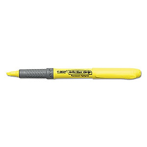 BIC Brite Liner Grip Highlighter, Chisel Tip, Assorted Colors, 5-Count