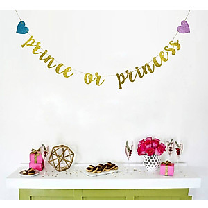 Prince or Princess Banner, Gender Reveal Party Decorations, Glitter Gold Baby Shower Party Sign, Boy or Girl,He or She What Will it Bee Decor