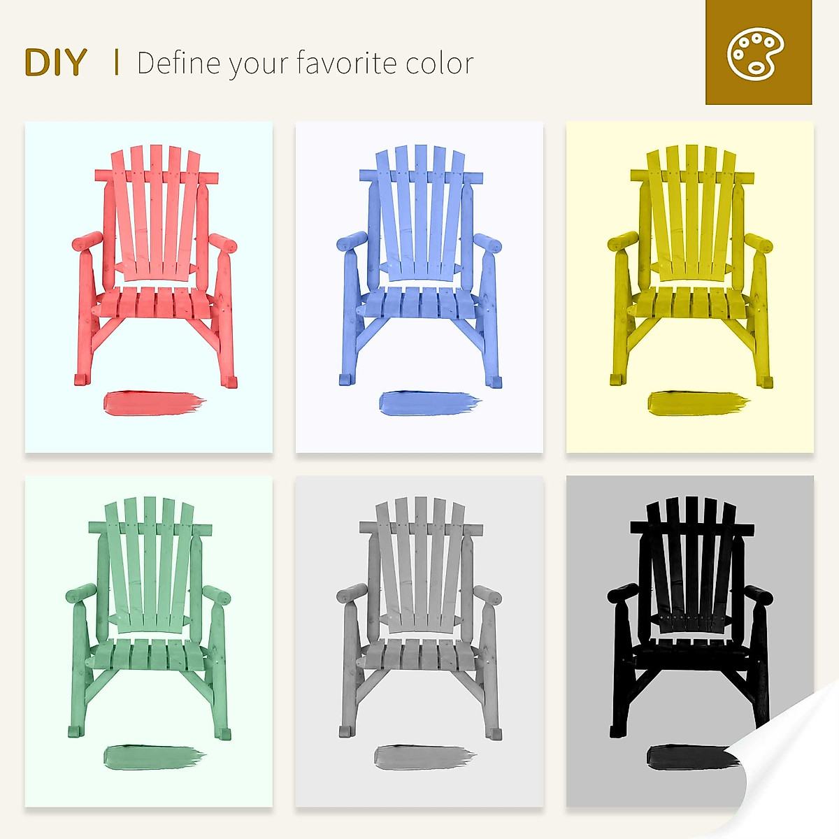 Outsunny Outdoor Wooden Rocking Chair, Single-Person Rustic Adirondack Rocker with Slatted Seat, High Backrest, Armrests for Patio, Garden and Porch, Natural