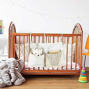 Windyun 4 Pcs Crib Organizer Hanging for Crib Hanging Storage Bag 2 Pockets Organizer Hanging Diaper Caddy Linen Diaper Holder Organizer Nursery Hanging Organizers for Baby Essentials Organization