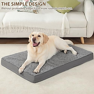 MIHIKK Large Dog Bed with Removable Washable Cover, Orthopedic Dog Crate Bed Large Breed, Waterproof Pet Bed, Big Flat Dog Beds Large Sized Dog Mattress, Dark Gray,36 inch