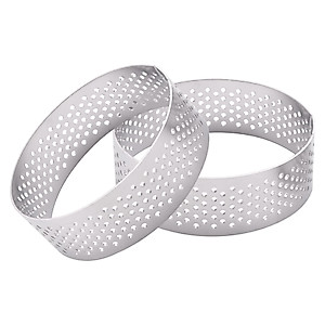 Laiaouay 8 Piece Tart Rings 2.36 inch Stainless Steel Perforated Tart Rings for Baking Pastry Ring Mold Cake Dessert Mousse French Tart Ring, Silver