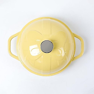 HAWOK Cast Iron Bread Cloche, Dia. 7.8inch/20cm, with Proofing Basket and Dough Scoring Knife, Sourdough Baking Pan Enameled Yellow