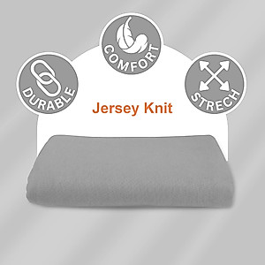 IDEAhome Jersey Knit Cot Fitted Sheet 75" x 33" with 8" Deep Pocket, Suitable for Bunk Beds, Camping, RVs, Folding Beds - Soft, Breathable and Flexible - Grey