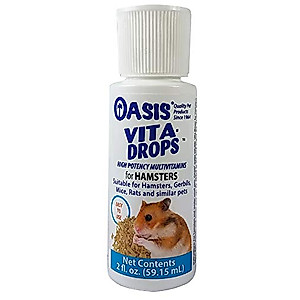 Oasis Hamster Vita-Drops All-in-1 Multivitamins - Daily Vitamin Supplement Supports Healthy Bones & Teeth, Joints & Digestion, Promotes Healthy Skin Coat, Orange Flavor, 2-Ounces