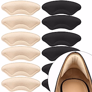 Comfowner 6 Pairs Heel Cushion Pads for Shoes Too Big, Shoe Grips Liners Heel Protectors for Loose Shoes, Heel Pain, Blisters and Rubbing, Anti Slip Shoe Filler Make Shoes Fit Tighter