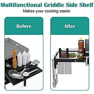 EasiBBQ Side Shelf for Blackstone 17" 22" 28" Griddle, Griddle Caddy Accessories for Blackstone Propane Table Top Griddle, Extra Room for Cooking Needs