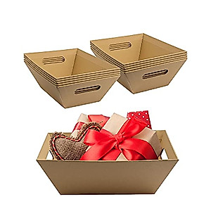 [10 Pk] Baskets for Gifts Empty| 8x10” Small Rectangular Kraft Basket with Handles|Wine, Christmas, Easter| Snacks, Farmers Market, Charity, Organizing, Shelf| Gift to Impress-Upper Midland Products