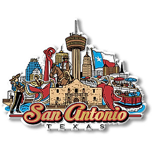 San Antonio, Texas City Magnet by Classic Magnets, Collectible Souvenirs Made in The USA, 4.21" x 3.22"