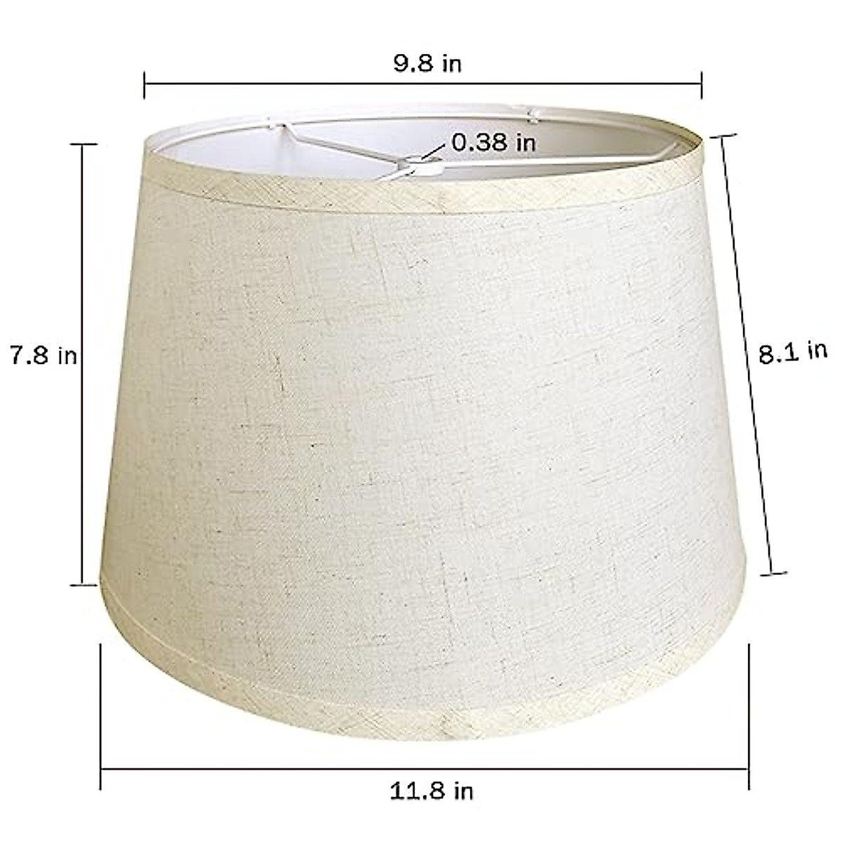 Lamp Shades Set of 2, Drum Lampshades for Table Lamps, Fabric Lamp Shade 9.8" Top x 11.8" Bottom x 7.8" High, Natural Linen Lampshade, Spider Fitter, Easy Assembly Required