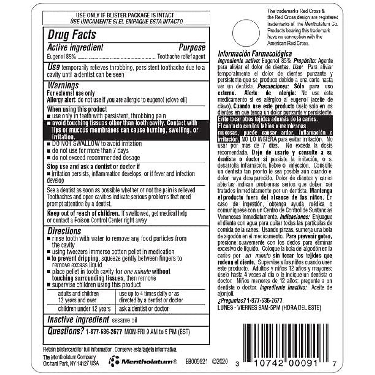 Red Cross Toothache Medication Drops