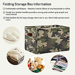 Forest Camouflage Pattern Storage Basket Set of 1 Organizer Storage Bin Foldable Storage Box with Handles for Home Nursery Clothes