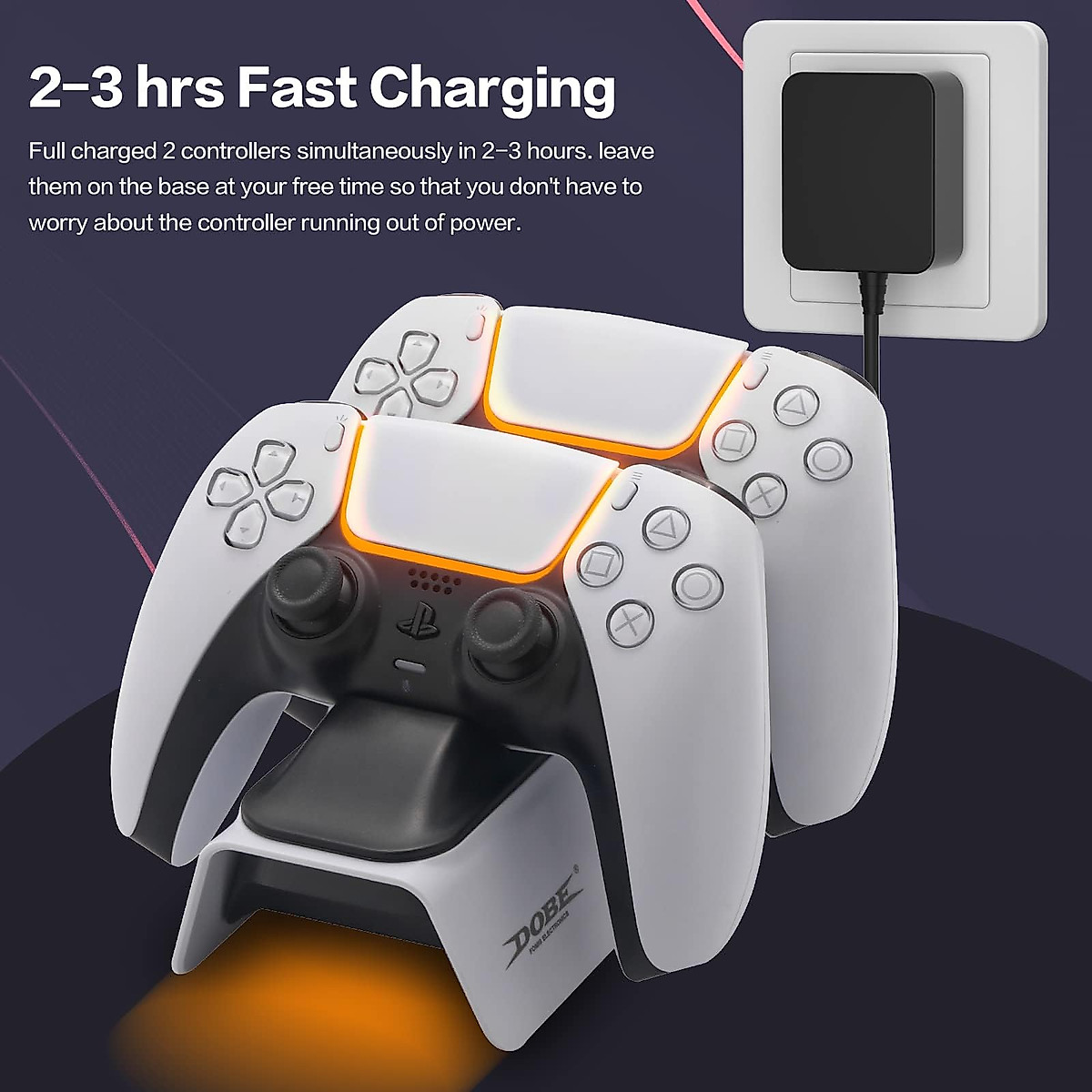 PS5 Controller Charger Station, Dualsense Charging Station for PlayStation 5 with 5V 3A AC Adapter