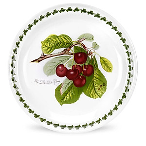 Portmeirion Pomona Collection | Set of 6 | Ceramic Dinnerware Dish Set | Microwave and Dishwasher Safe | Assorted Fruit Motifs | Made in England (Salad Plates)