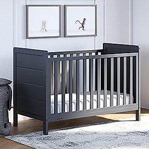 Storkcraft Nestling 3-in-1 Convertible Crib (Gray) - Easily Converts to Toddler Bed and Daybed, Planked End Panels for Transitional Style