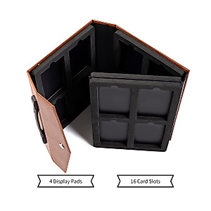 Premium Trading Card Display Leather Case for Display & Storage PSA BGS Graded Slabbed Basketball Baseball Football Hockey Sports Game Cards with 16 Slots