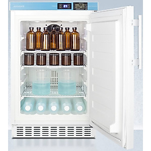 Summit ACR45L 20 Inch Freestanding or Built-In Counter Depth Compact Refrigerator with 2.65 cu. ft. Capacity Slim 20` Width, High-Temperature Alarm in White