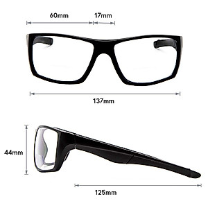 VITENZI Bifocal Safety Glasses with Readers Wrap Around Sport Magnifying Safety Reading Protective Goggles Palermo in Black 1.50