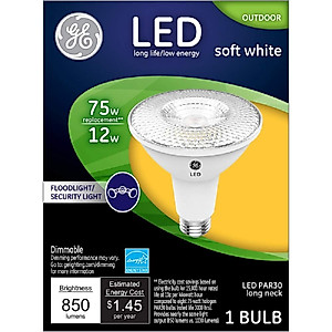 GE Lighting 38446 LED Flood/Security Bulb, Par30, Soft White, Long Neck, 1000 Lumens, 12-Watt - Quantity 1