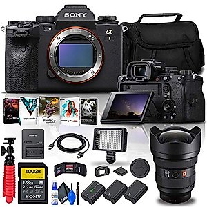 Sony Alpha 1 Mirrorless Digital Camera (Body Only) (ILCE-1/B) + Sony FE 12-24mm f/2.8 GM Lens + 128GB Tough Memory Card + Corel Photo Software + 2 x NP-FZ100 Battery + LED Light + More (Renewed)