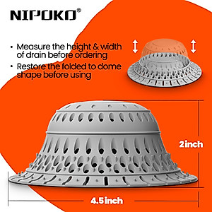 1Pack Drain Hair Catcher/Bathtub Hair Catcher for Drain/Shower Drain Cover/Drain Protector for Pop-Up and Regular Drains of Shower, Bathtub, Tub, Bathroom, Sink(Gray)