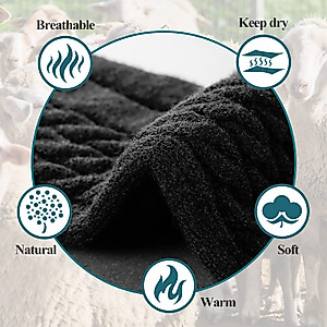 Wool Plus Size Thigh High Socks For Thick Thighs- Extra Long Womens Warm Cable Knit Over Knee Stockings Leg Warmers Black