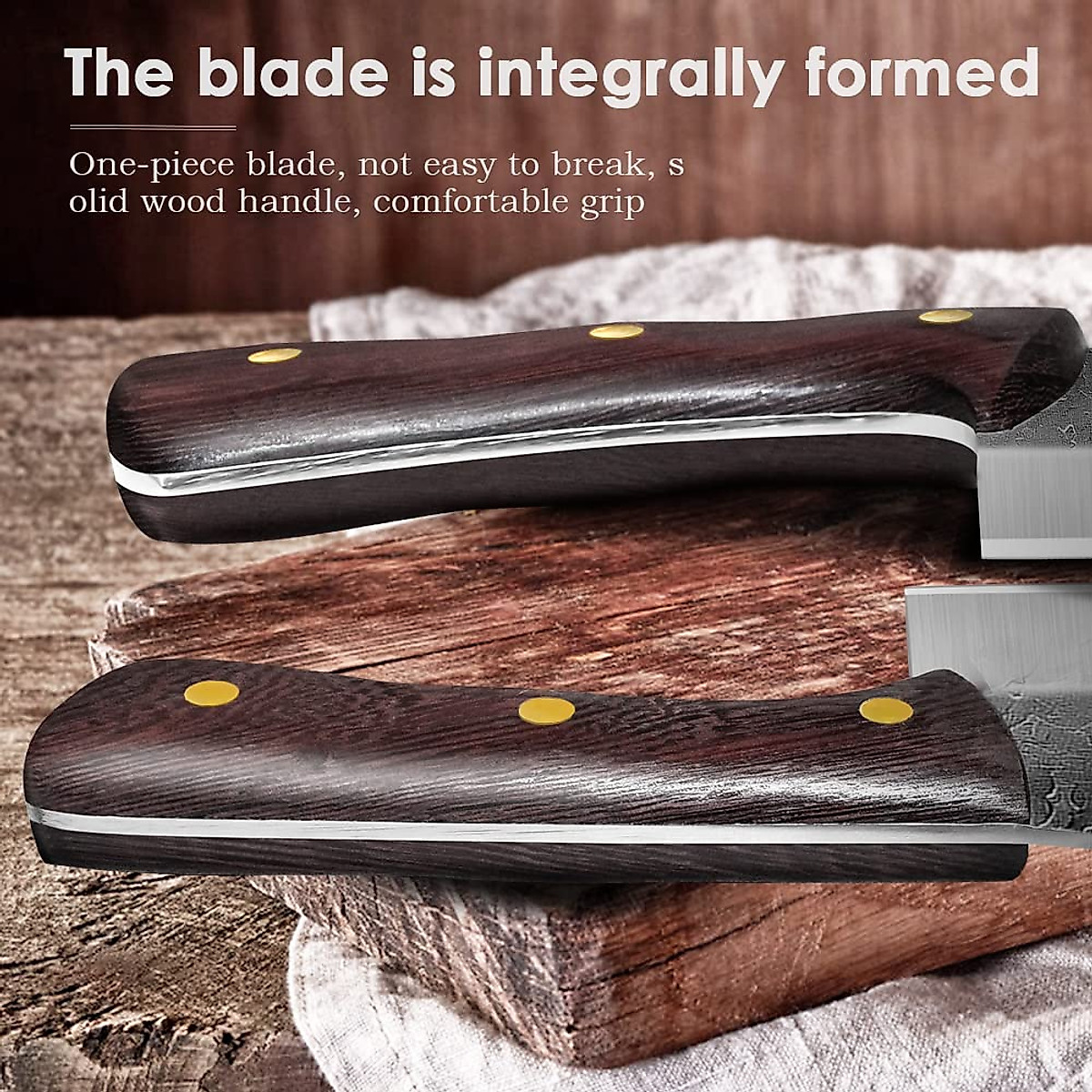 Full Tang Butcher Knife, 7.8 inch Handmade Forged Kitchen Chef Knife, High Carbon Clad Steel Butcher Cleaver,Meat Cleaver Knives Chinese Knife for Home, Kitchen (05 Model)