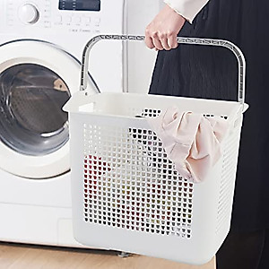 Bringer 35 L Plastic Laundry Baskets with Handle, 4-Pack Dirty Laundry Hamper, White