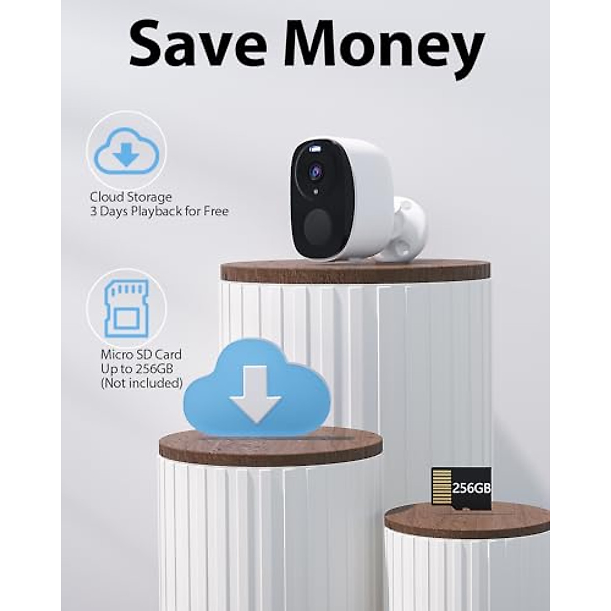 1pc Outdoor Wireless Security Camera with Solar Panel, 2K Battery Operated Camera for Home Security, Cloud/SD, No Monthly Fee, AI Motion Detection,Color Night Vision,2-Way Audio,Compatible with Alexa