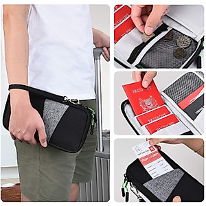 Family Passport Holder Wallet, RFID Passport Wallet Travel Documents Organizer for Men & Women, Waterproof Travel Essentials, Fit 5 Passports