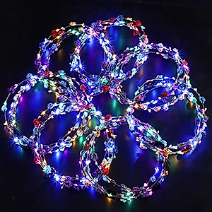Janinka 30 Pieces LED Flower Crown Light up Headband Luminous LED Flower Wreath Floral Glowing Fairy Crown Glow in the Dark Headband for Women Girls Valentine's Day Wedding Party Hair Accessories