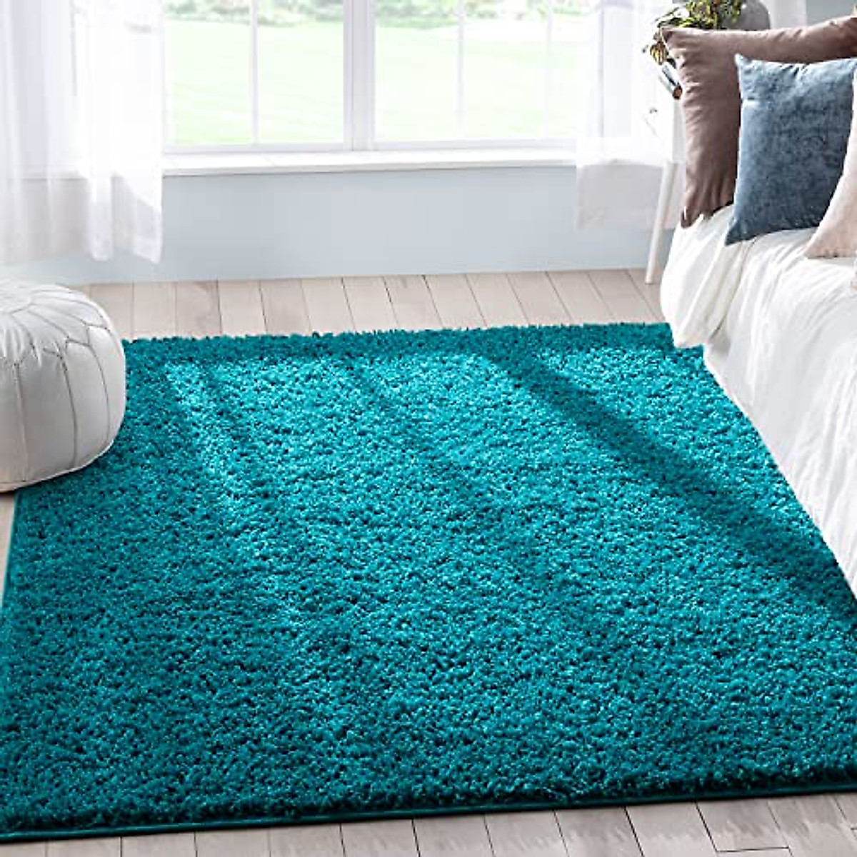 Well Woven Elle Basics | Emerson Shag Teal Blue | Textured (5'3" x 7'3") Area Rug
