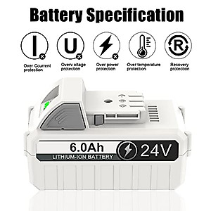 i-Bateria 24V Battery Replace for Snow Joe 24V Battery 24BAT-LTE/LTW/LTX/XR/LT, 6.0AhLithium Ion Battery Compatible for All Joe iON+ 24V-X2-SB18/20SB/SB15 Cordless Snow Blowers