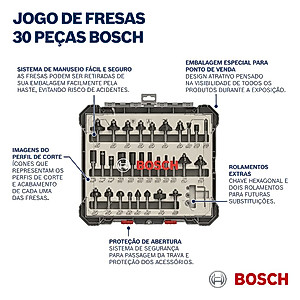 Bosch Professional 2607017476 30-Piece Set Router Bit Set for Wood for Router with 1/4 Inch Shank