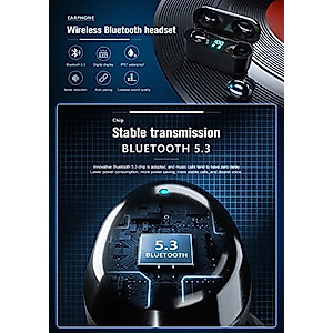 RISTARWH Bluetooth Earbuds V5.3 Headphones Ture Wireless Earphones, IPX7 Waterproof in-Ear Headsets, Built-in Mic in-Ear Headsets Deep Bass for Sport/Gaming/Workout