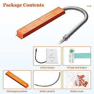 Emergency LED Driver 20W, Rechargeable Battery Backup Driver 100V-347VAC, LED Emergency Driver for Less than155W Dimmable LED Troffer Panel and Linear Fixtures, Over 90mins Emergency Time, UL Listed