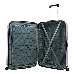 Travelers Club Midtown Hardside Luggage Travel Set, Spinner Wheels,Zippered Divider,Telescopic Handle,Lightweight, Lilac, 4-Piece Set