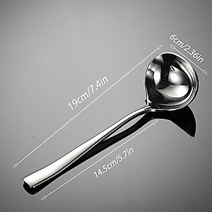 Generic Stainless Steel Small Sauce Ladle, With Pouring Spout Gravy ladle, for Salad dressing and dressings, 7.4Inches 2 Pieces Dishwasher Safe