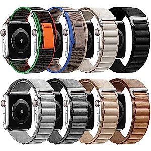 8 Pack Bands - Alpine Loop+Trail Loop+Ocean Band Compatible with Apple Watch Band 49mm 45mm 44mm 42mm for Men Women, Adjustable Sport Strap for iWatch Ultra Series 8/7/6/5/4/3/2/1/SE