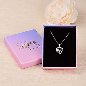 ACJFA Sterling Silver Rose Flower Cremation Urn Pendant Necklace Keepsake Ashes Memorial Jewelry for Women (Oxidized)